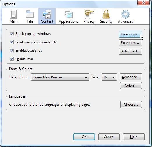 Web Browser Support Web Browser Pop-up Configuration | PTD