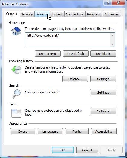 Web Browser Support Web Browser Pop-up Configuration | PTD